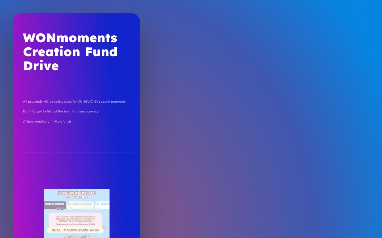 WONmoments Creation Fund Drive